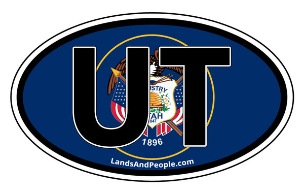 Utah UT Vinyl Sticker Oval for Cars, any Surface – Lands & People